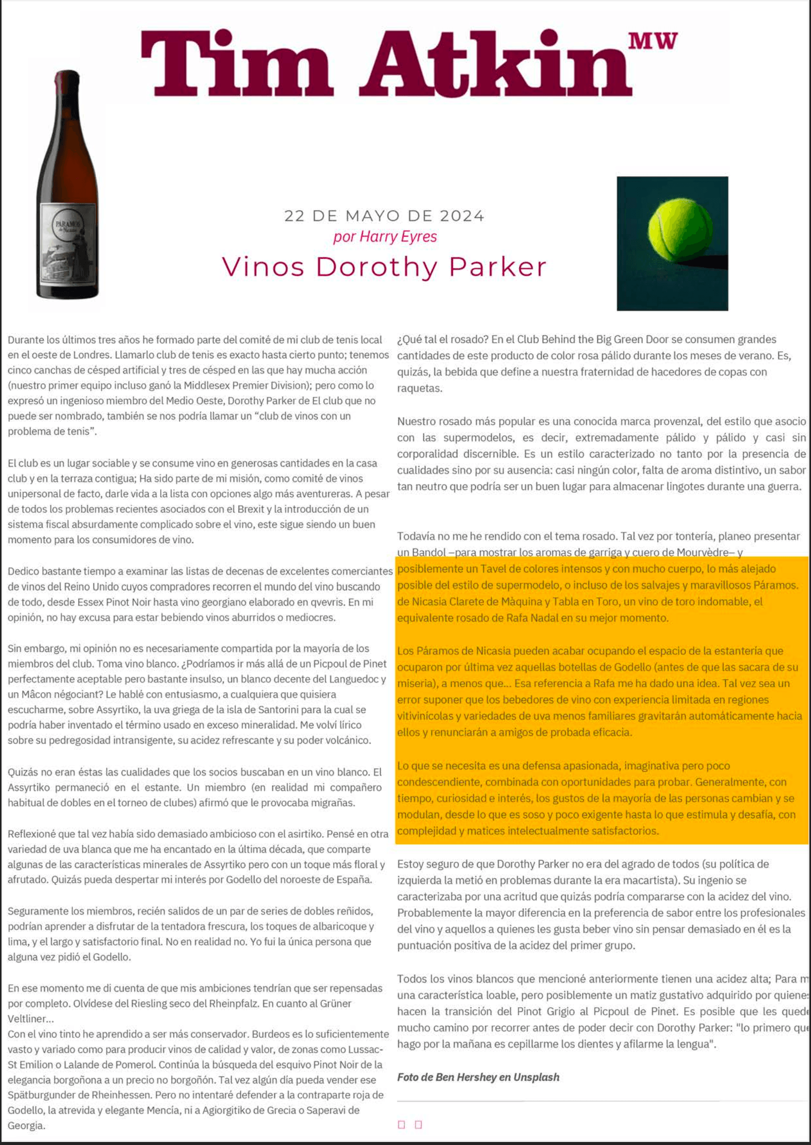 Vinos Dorothy Parker por Harry Eyres – Màquina&Tabla
